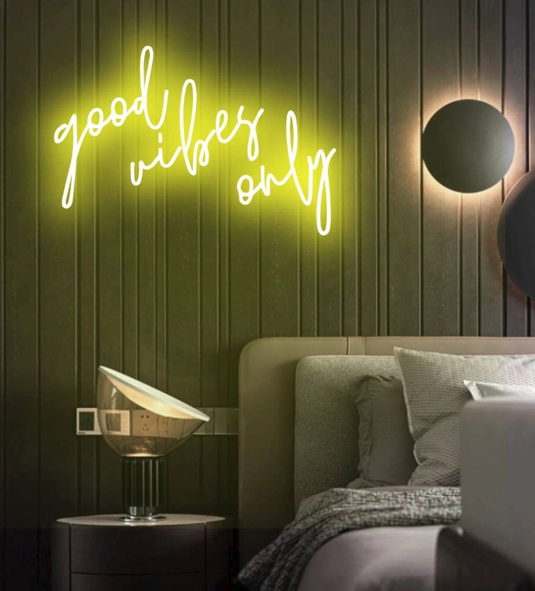 Good Vibes Only Neon Sign (Color: Yellow, Width: 30 inches)