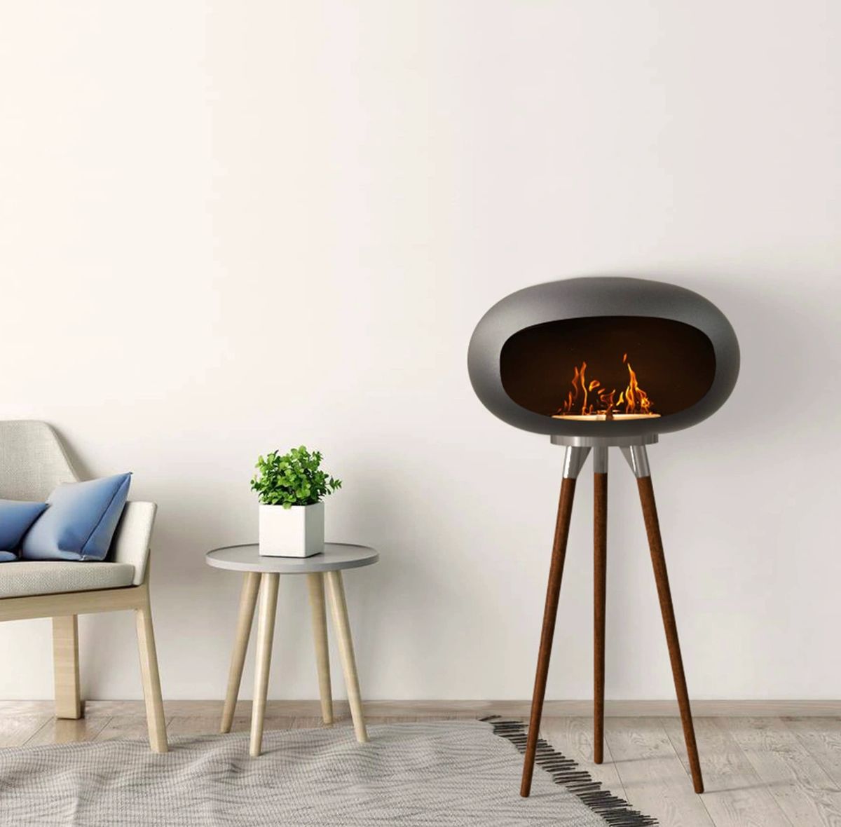Outdoor & Indoor Tripod Floor Standing Fireplace