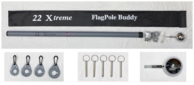 22' Xtreme Fiberglass Pole (Blk bag, clips, pins,& chrome ball ...
