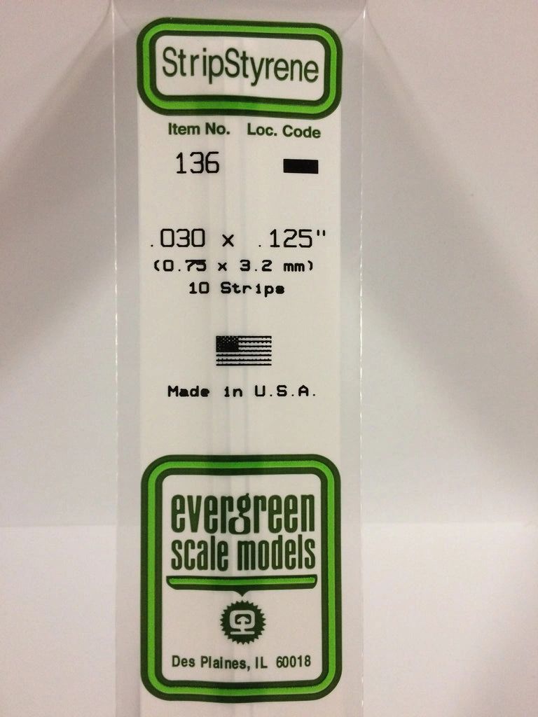Evergreen Plastics. .030" X .125" Opaque White Polystyrene Strip 10 ...