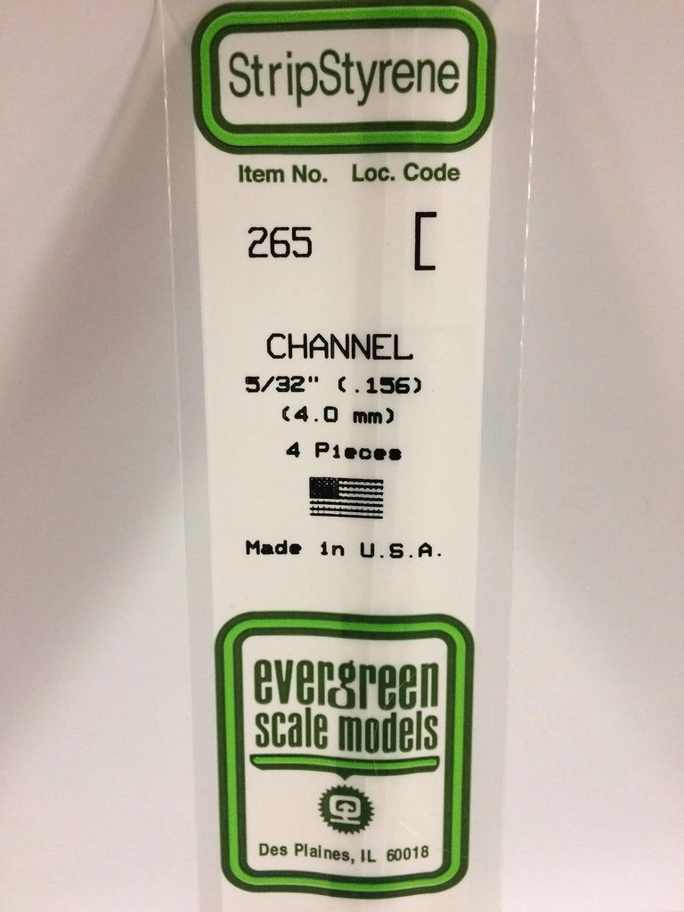 Evergreen Plastics, .156" (4.0MM) White Polystyrene Channel, 4 Pack. 265