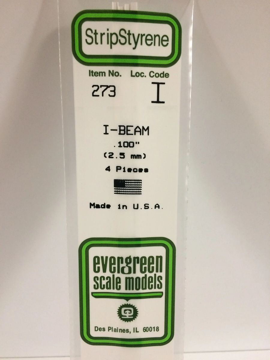 Evergreen Plastics, .100" X 14" / 2.5mm X 35cm White Polystyrene I-Beam ...