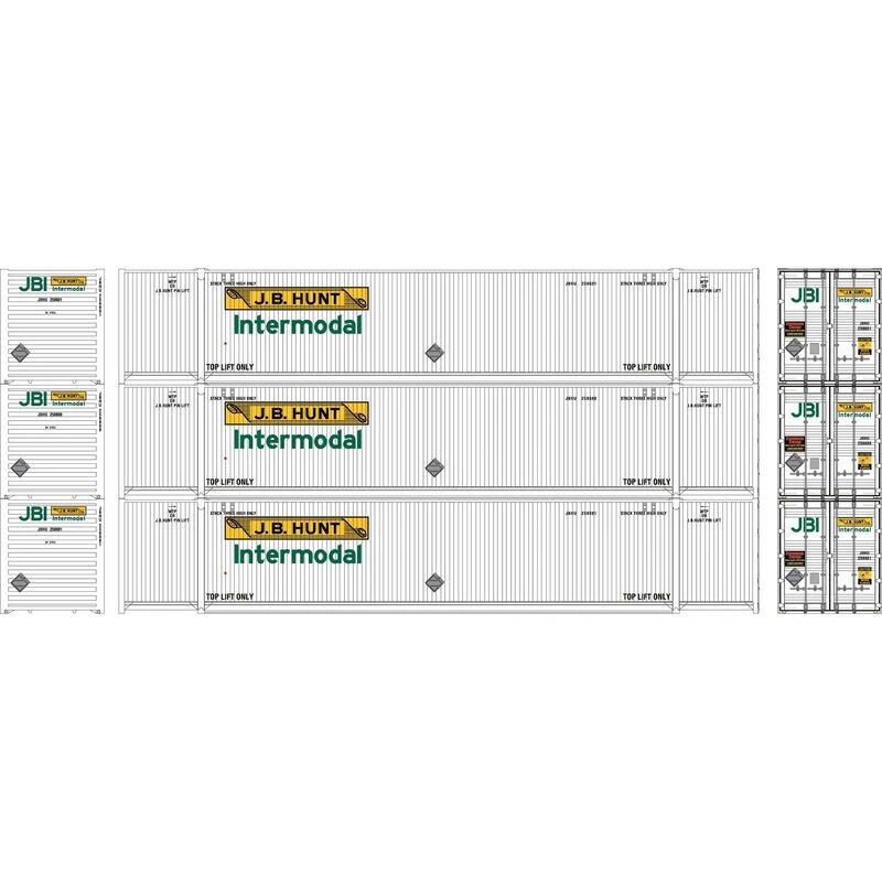 Athearn "N" Scale Container 53' CIMC Container "J.B.Hunt" (3 Pack ...