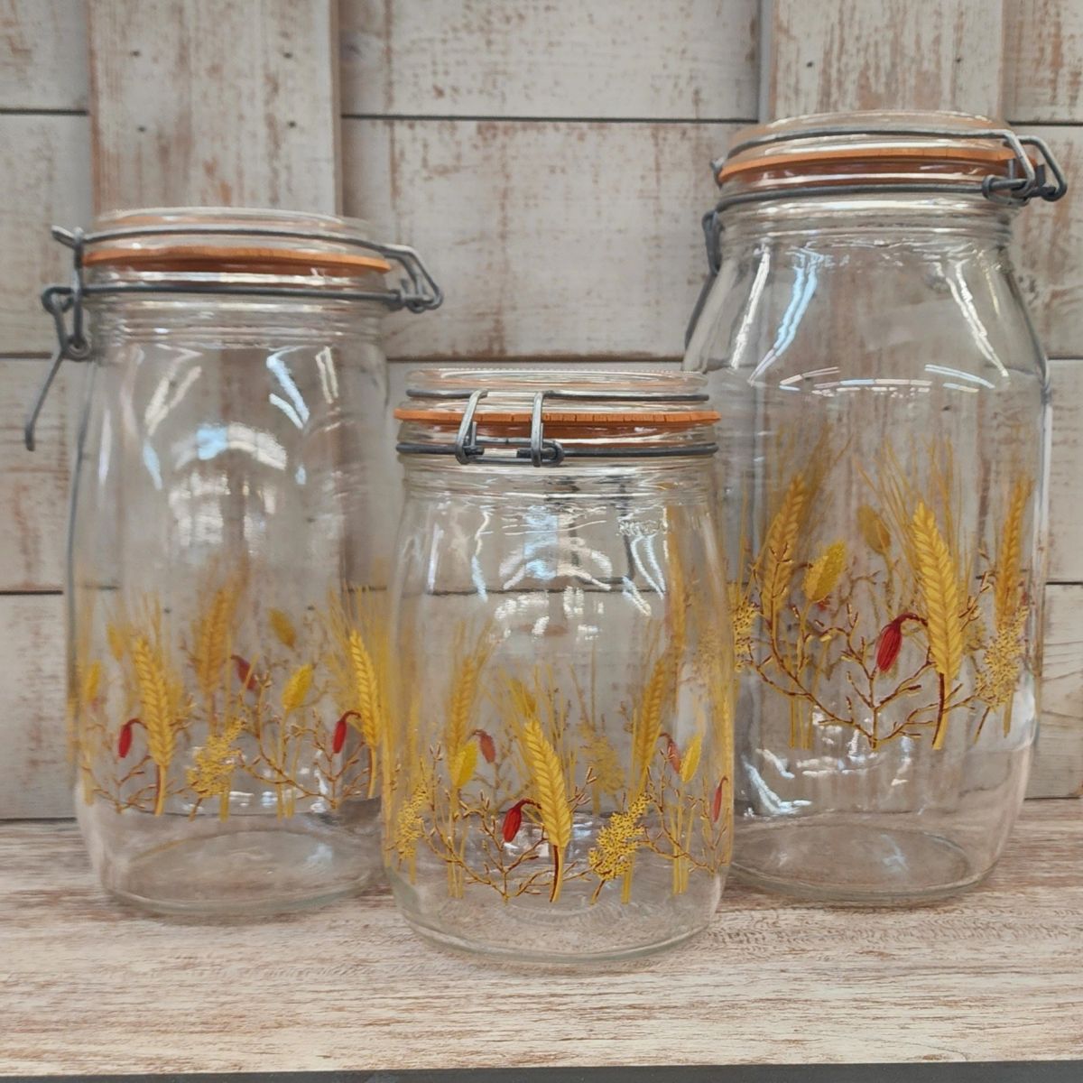 Vintage ARC France Glass Cannister Set of 3