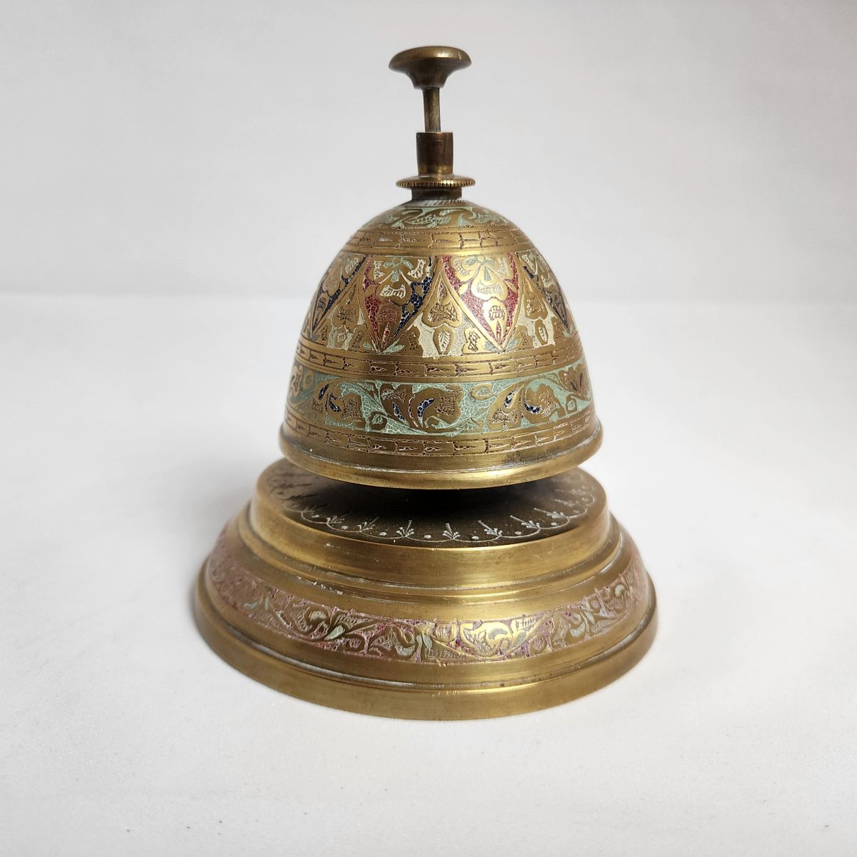 Vintage Enameled Brass Bellhop Bell