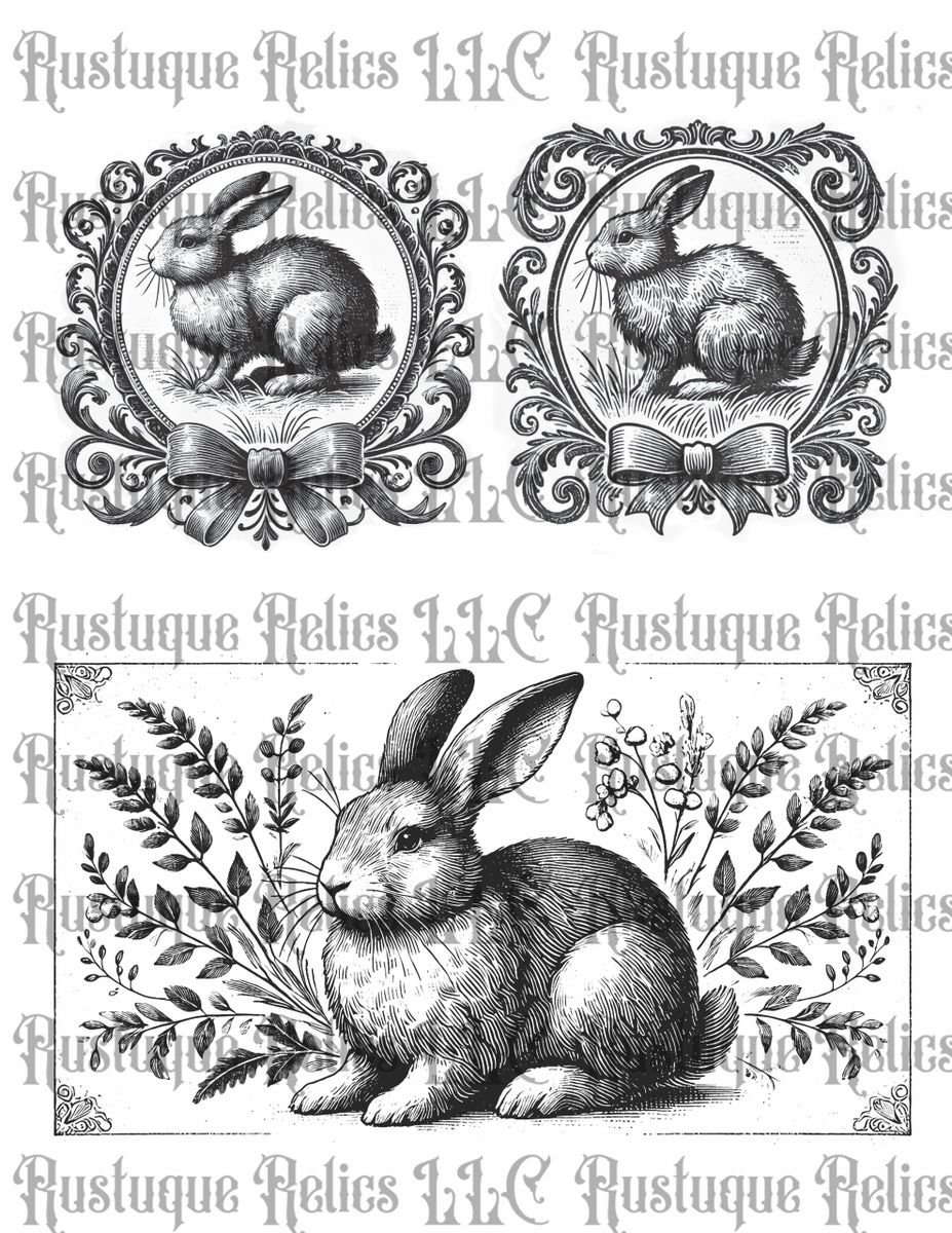 Framed Rabbit Set on one Sheet