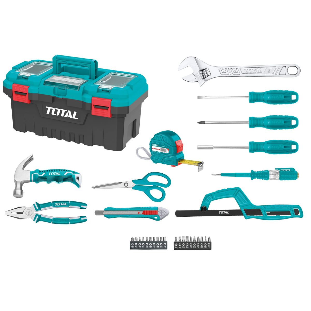 TOTAL Tool Box with 32 Tools & Pieces