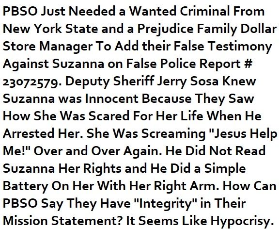 MISSION STATEMENT OF PBSO SEEMS LIKE HYPOCRISY