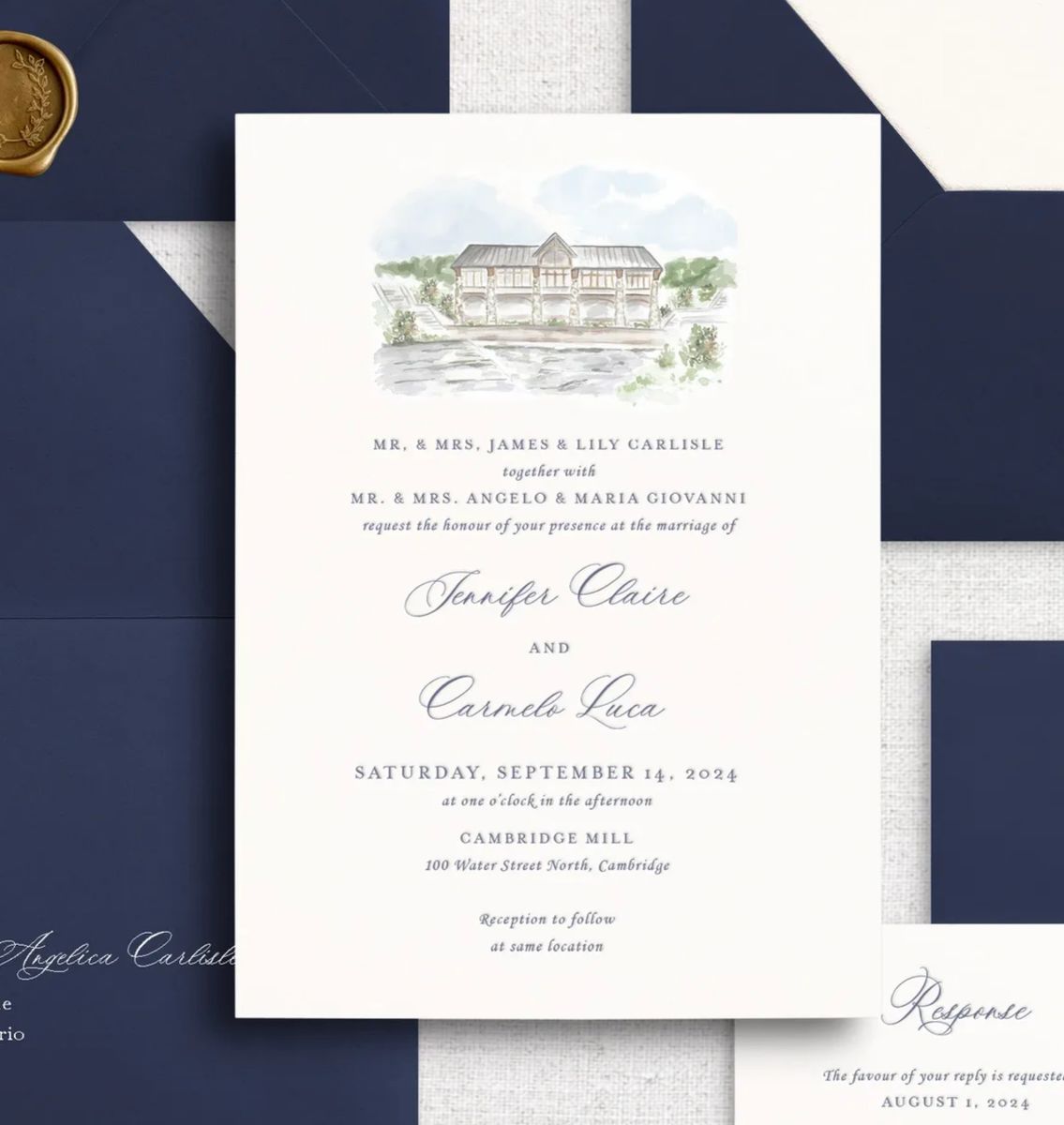 Cambridge Mill Wedding Invitation