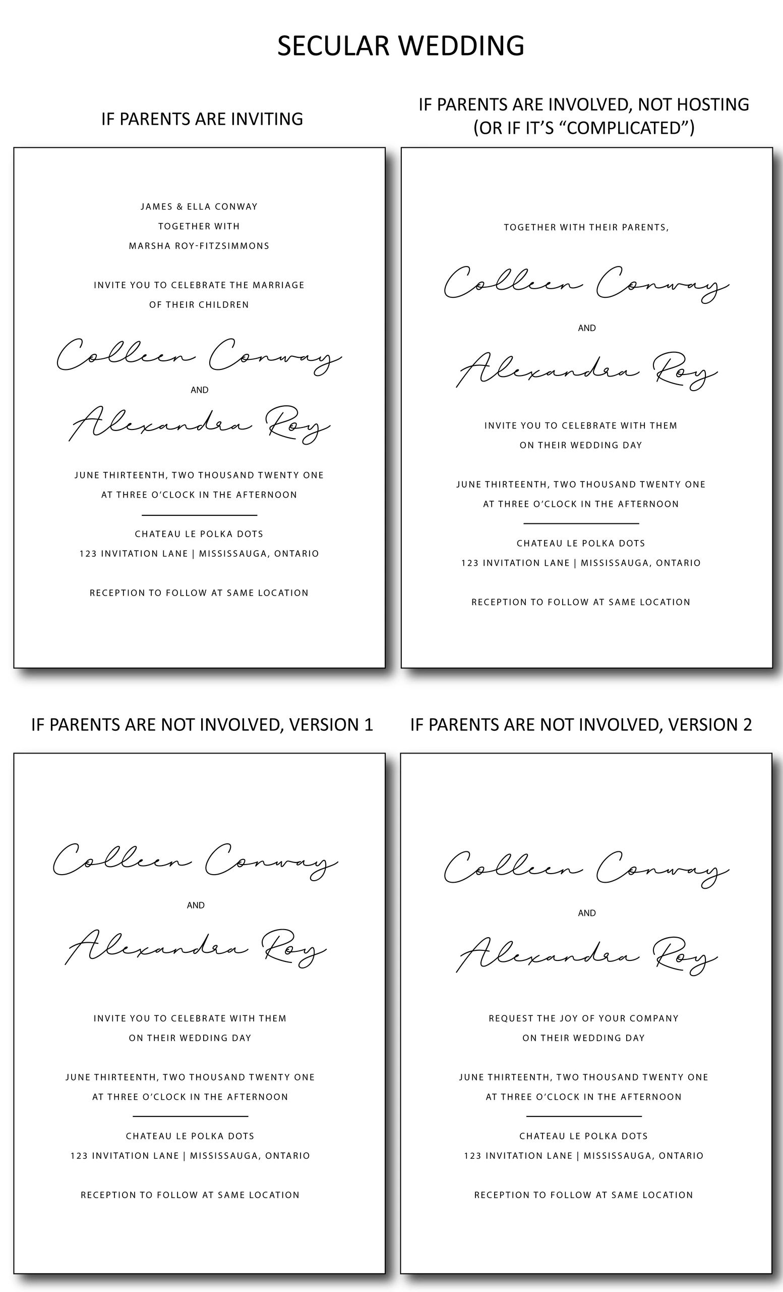 Traditional Wedding Invitation Samples