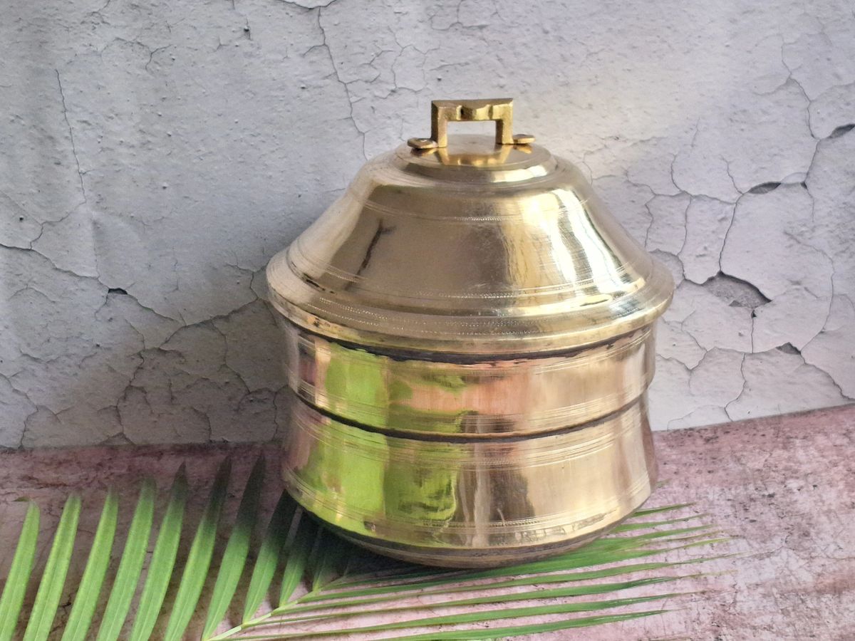 Brass Idli Cooker/Steamer/Patra/Maker 10 pits with Tin Coating
