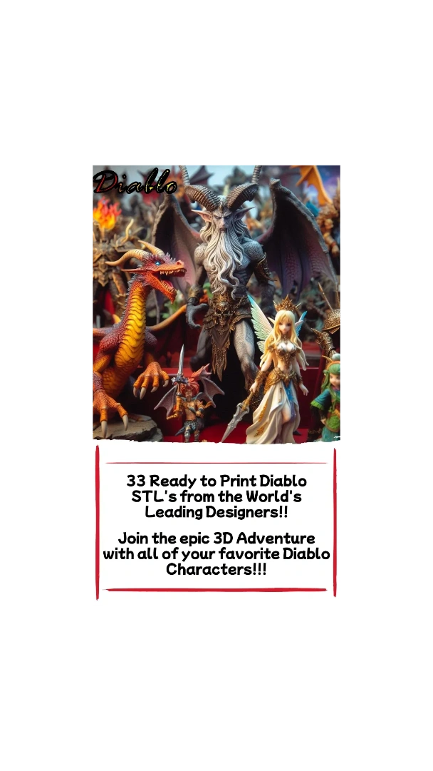 Diablo StL Bundle - Collection of 33 Diablo Fantasy Figurines and ...