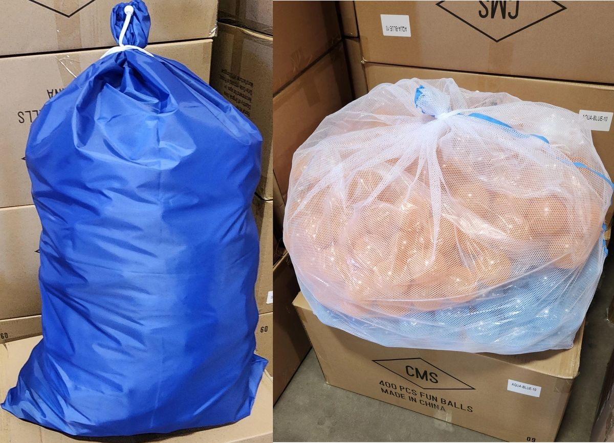 Storage Bag for Balls - Blue Oxford Cloth or Mesh Netting - Capacity ...