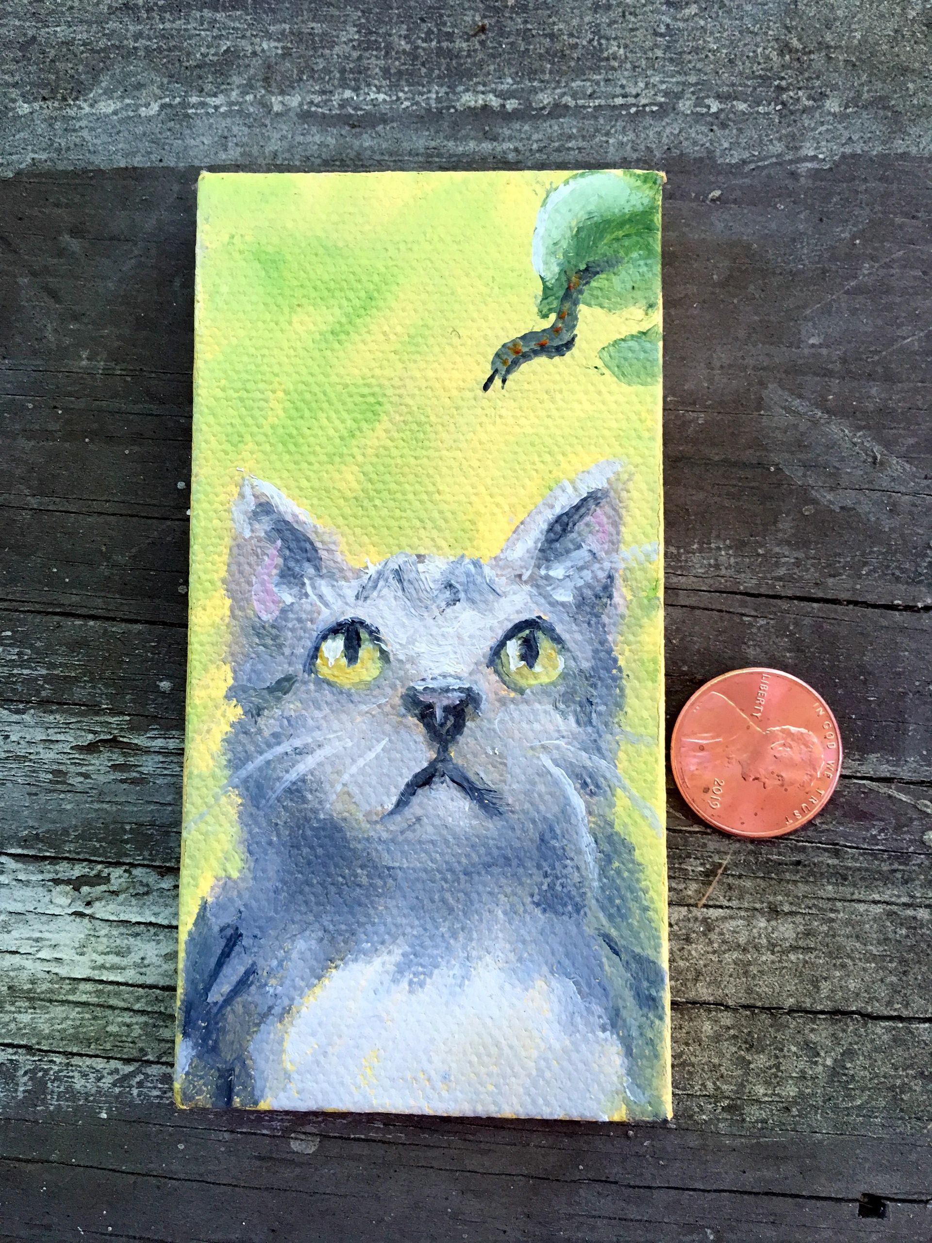 Miniature Cat Oil Painting