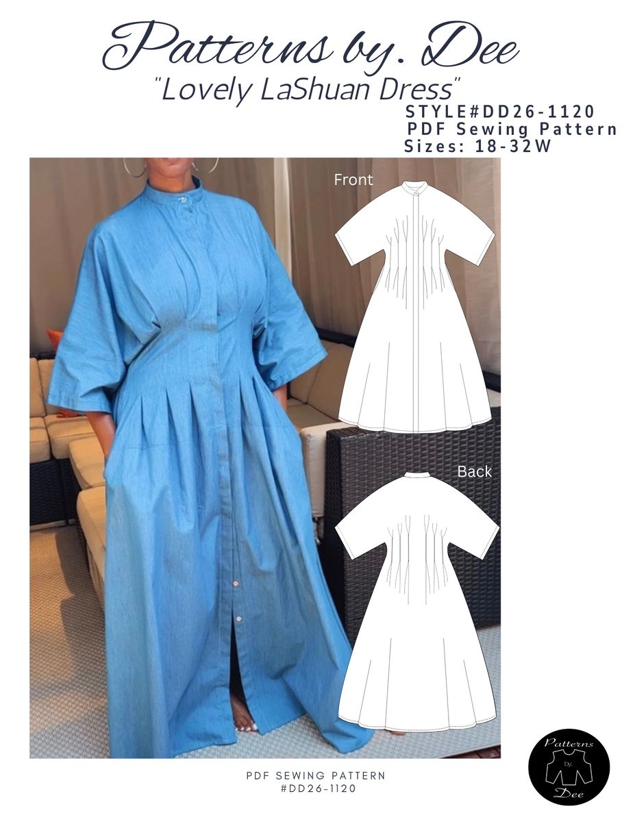 Size 18-32W "Lovely LaShuan Dress" (PDF Sewing Pattern)