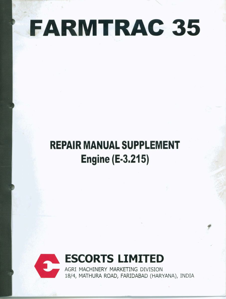 Workshop/Repair Manual Farmtrac 35, Farmtrac 435 & Farmtrac 535