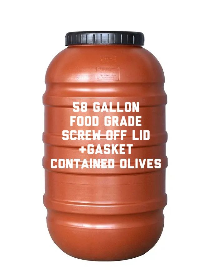58 Gallon Plastic Barrel Open Top + Spin Off Lid - Used Previous Food Grade
