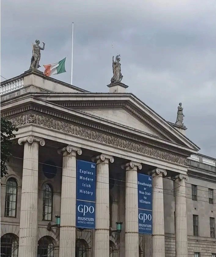 Irish Tricolour Flys At Half Mast At GPO In Treacherous Move
