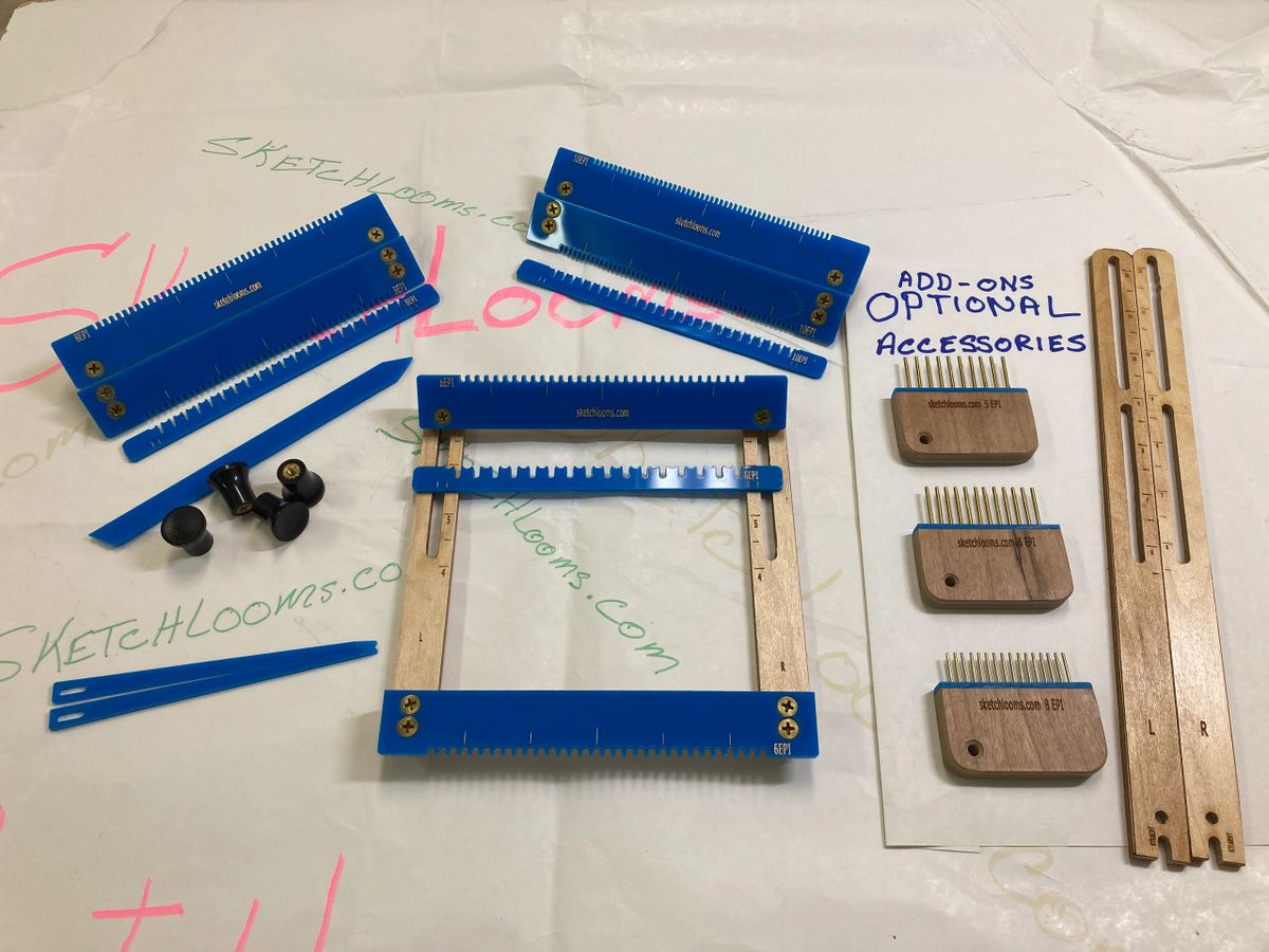 EPI 6, 8, & 10 set of 5 x 7 sketch loom, adjustable weaving loom down ...