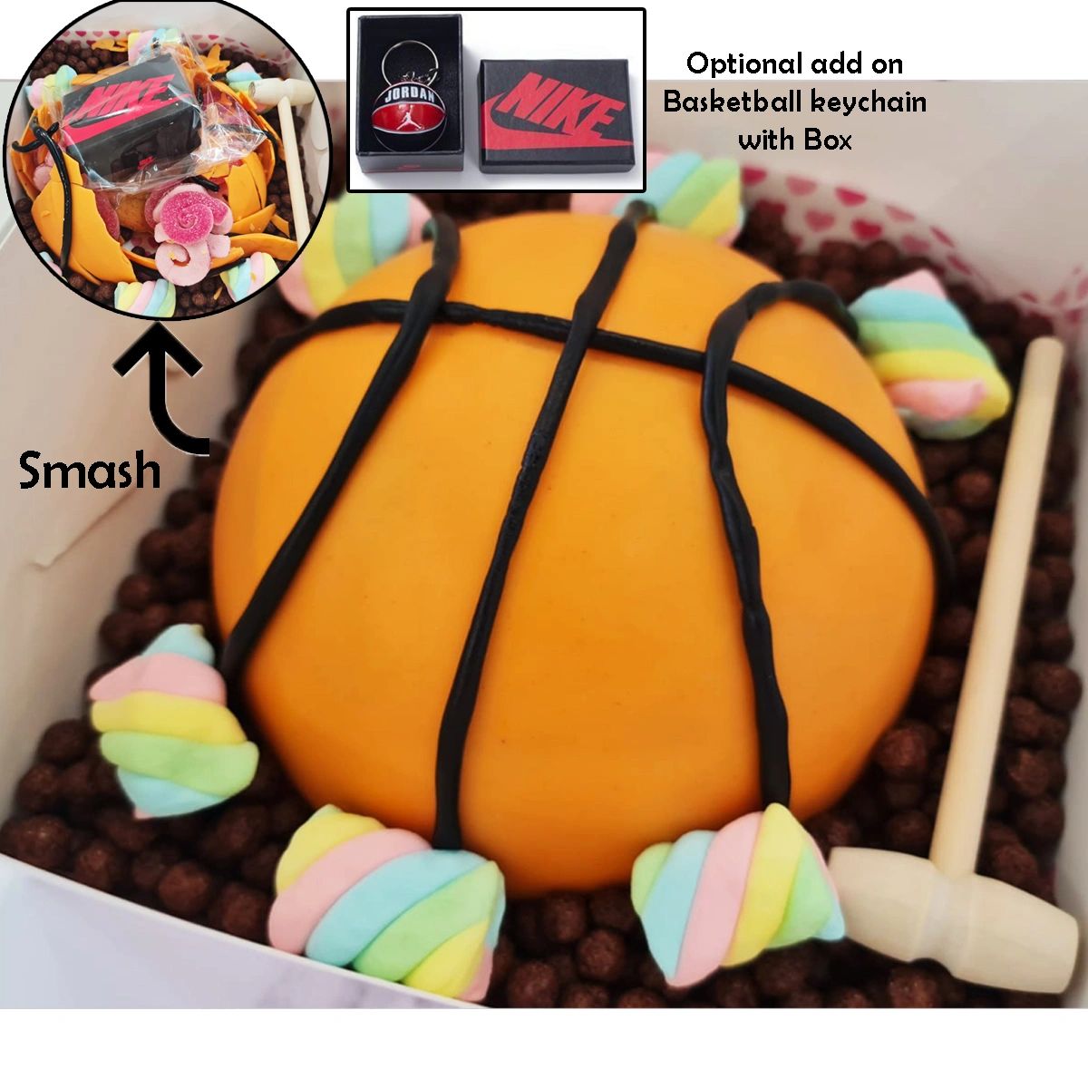Basketball Chocolate Smash Pinata Cake