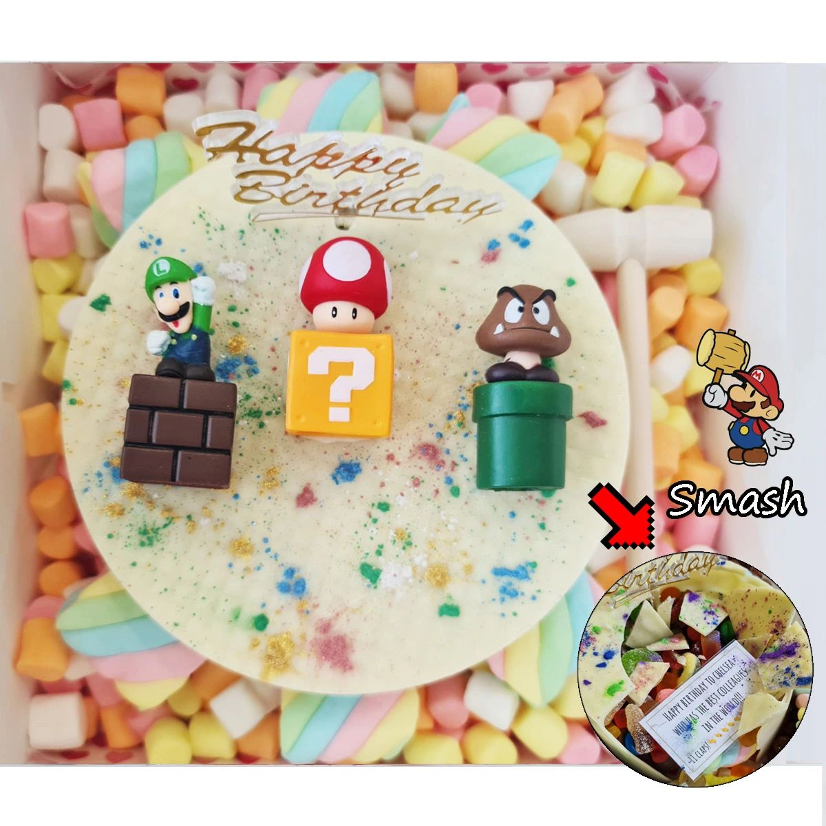 Super Mario Chocolate Smash Pinata Cake