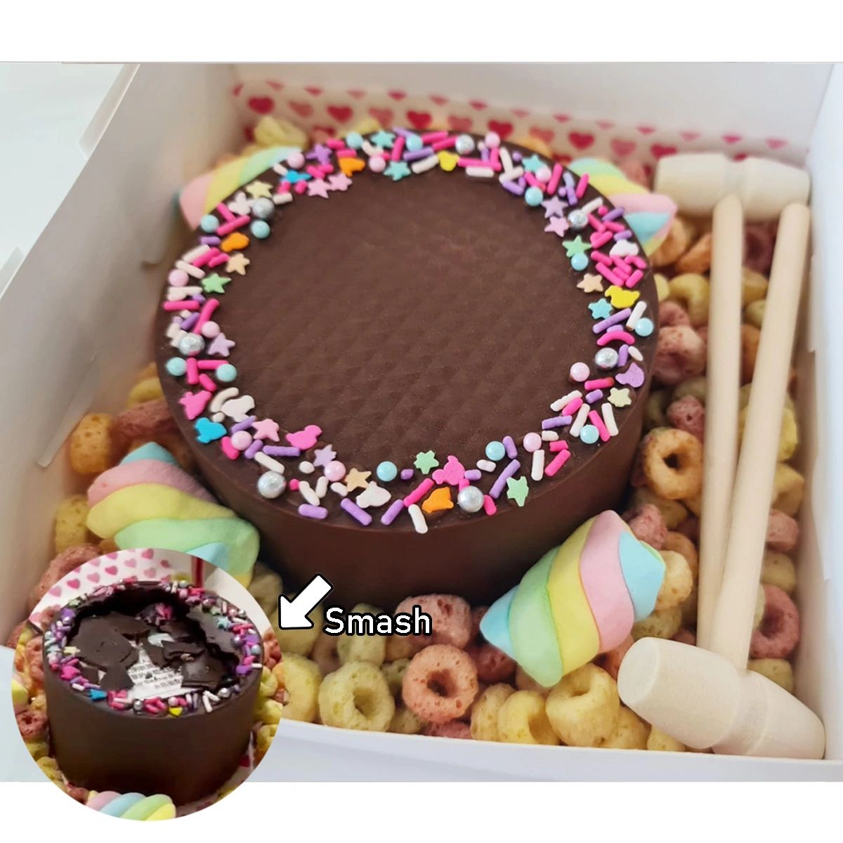 Rainbow Sprinkles Chocolate Smash Cake