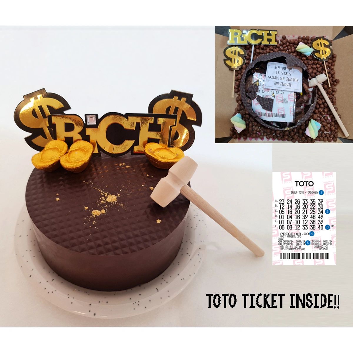 Huat Huat Toto Chocolate Smash Cake