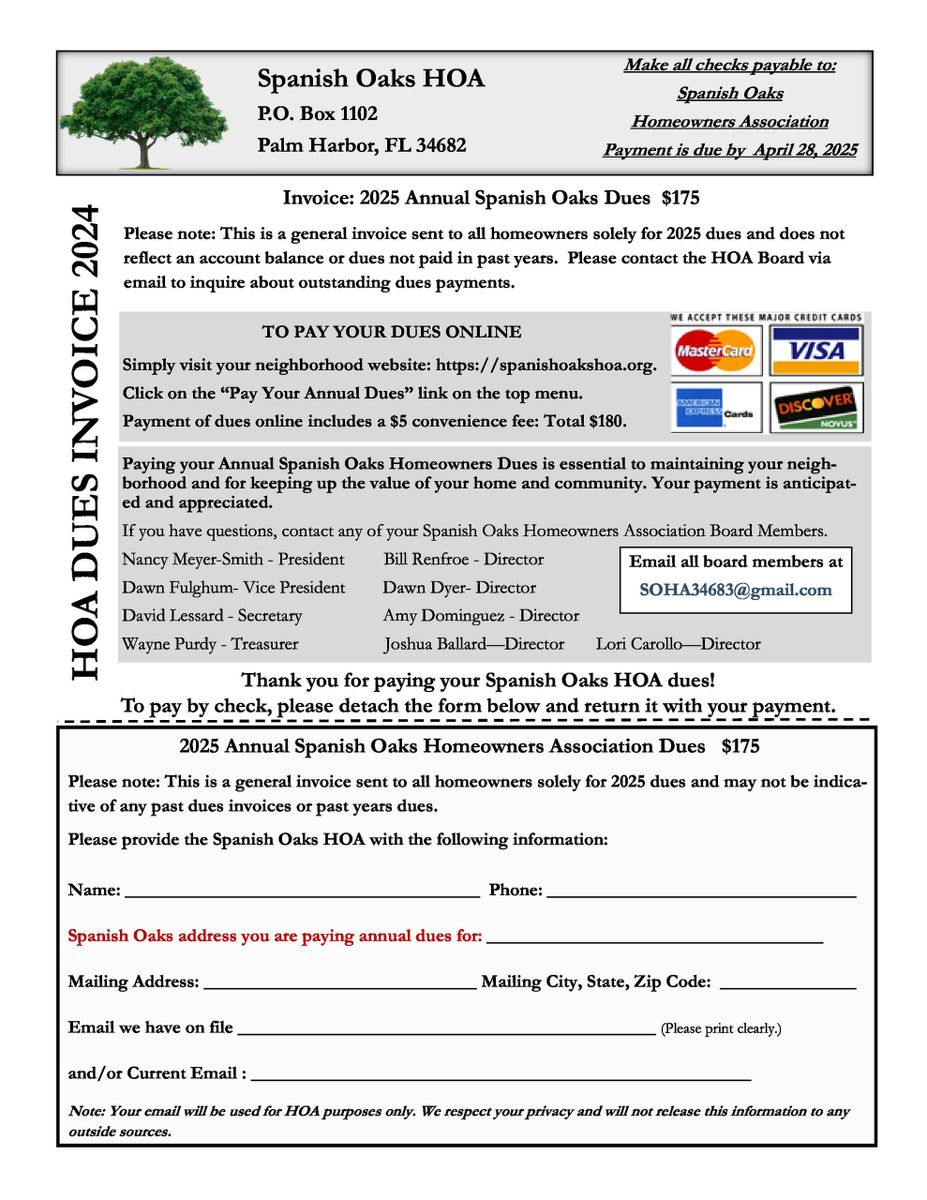 2025 Annual HOA Dues