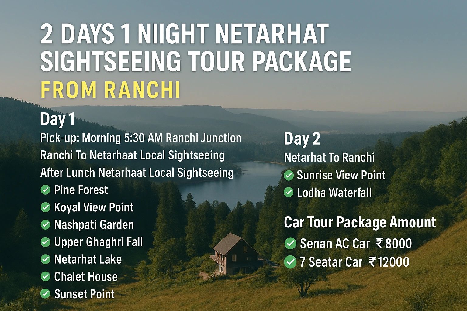 2 Days Netarhat Tour Package from Ranchi – Complete Itinerary