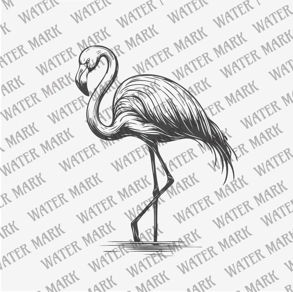 Elegant Flamingo Standing in Water Laser Engrave File Digital Download ...