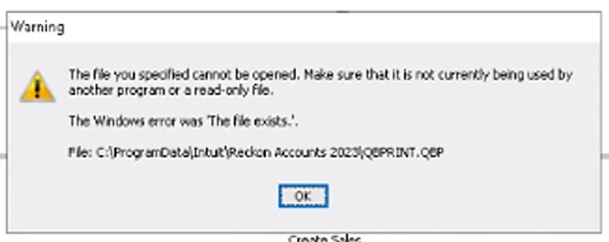 QBPRINT.QBP file error after Reckon application upgrade