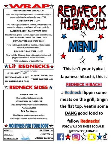 Redneck Hibachi Menu | Food Trailer