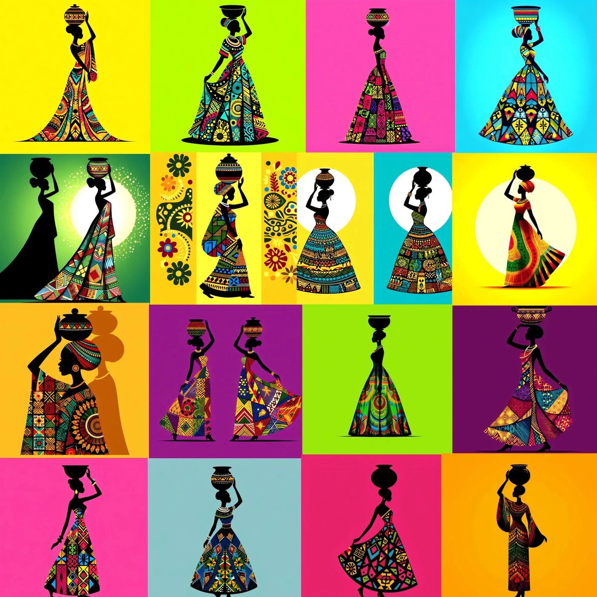 African Women Pots bearer fabric #1/African Fabrics by the yard/ Cotton ...