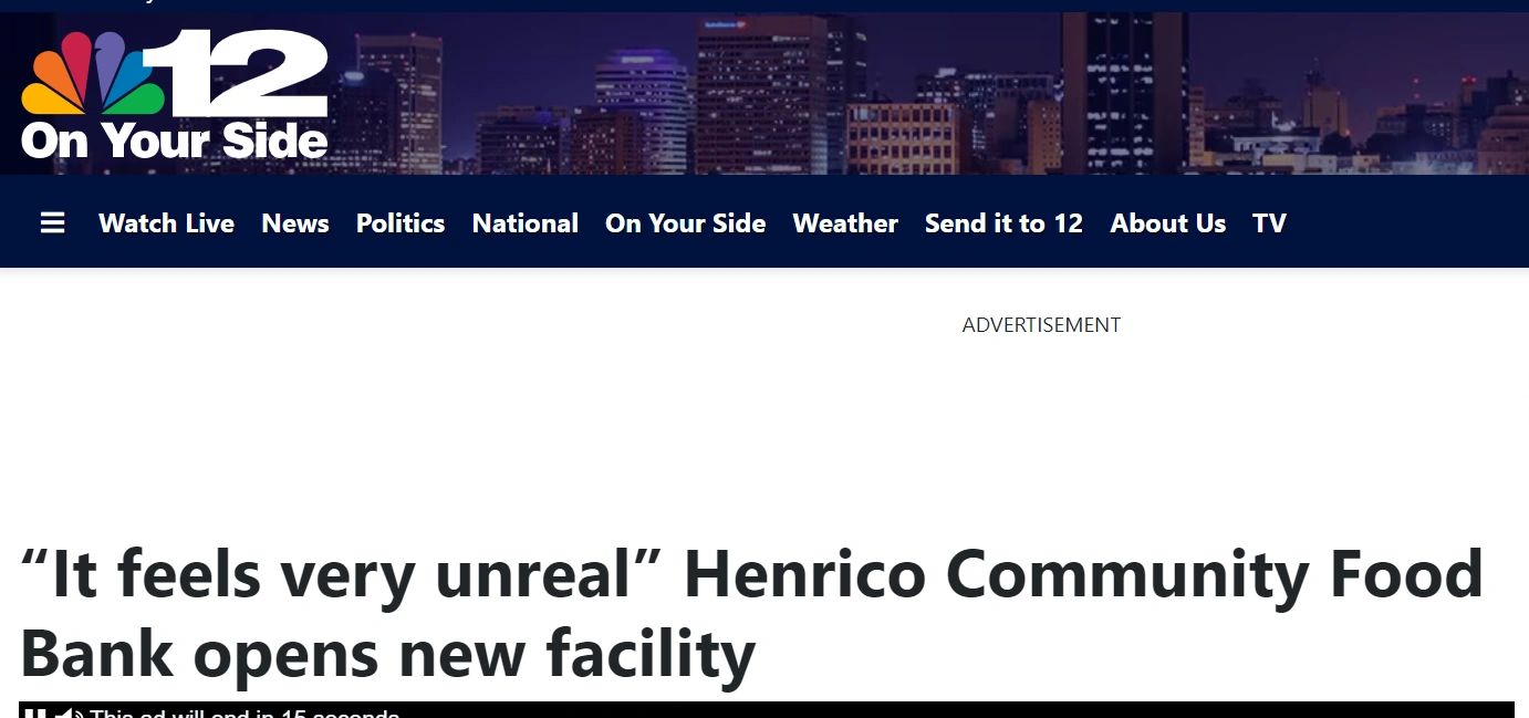 Did You See Us on NBC12? HCFB opens new facility