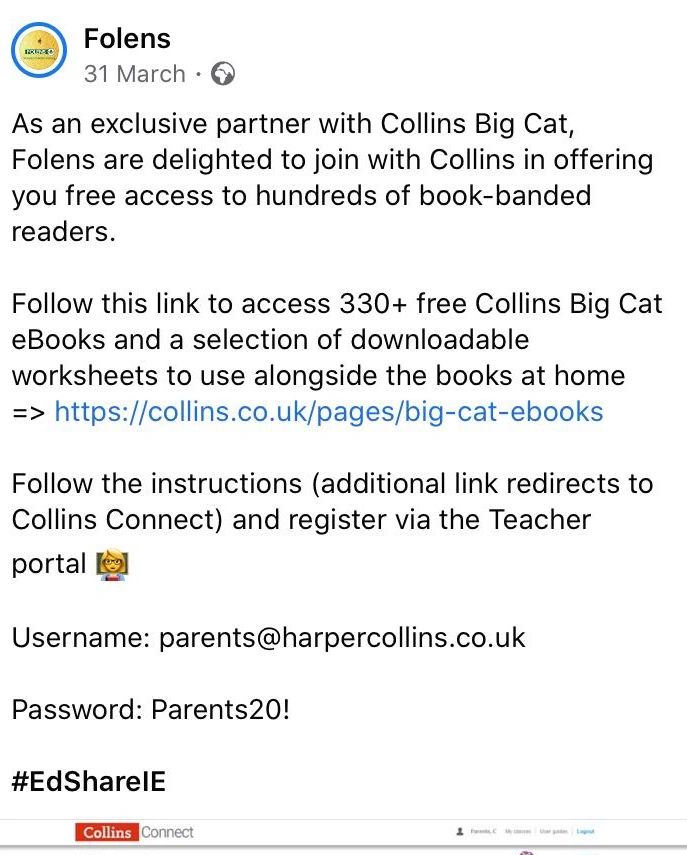 Collins Big Cat access during school closure