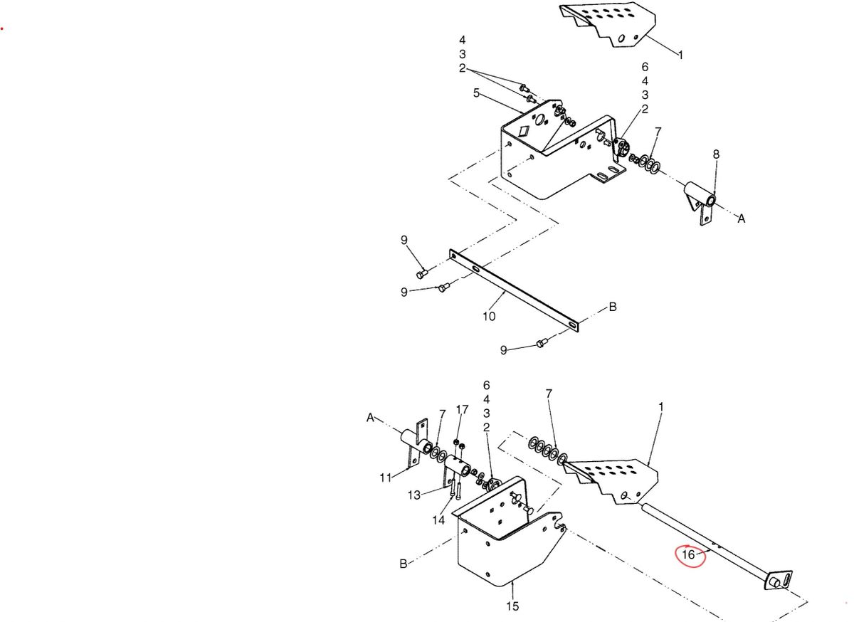 Pedal shaft for hand control / pilot control L465-LX985, LS140-LS190 ...