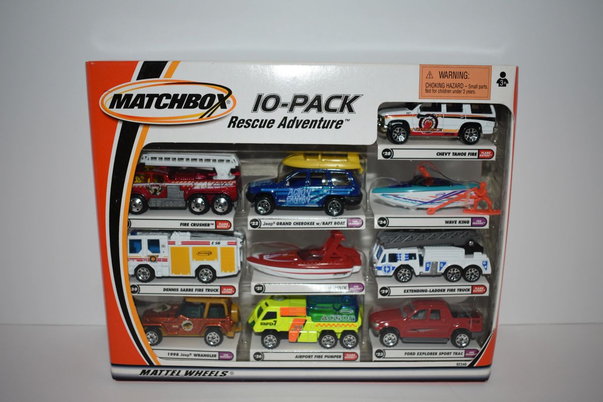 Matchbox 10 Rescue Adventure Set Jeep Wrangler Cherokee Tahoe ++ 2000 NIP