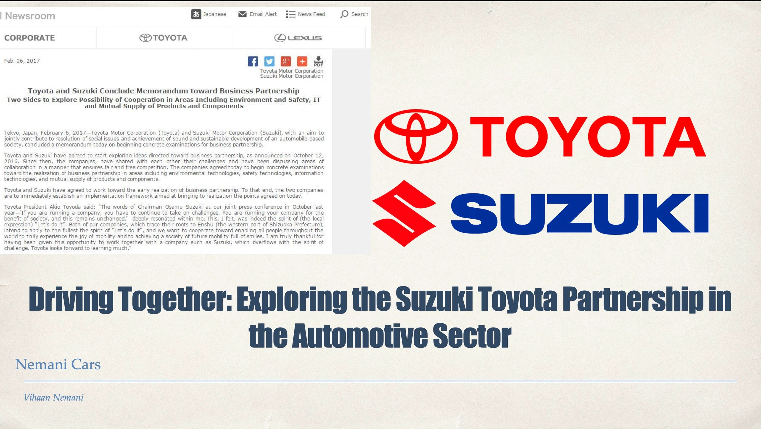 Driving Together: Exploring the Suzuki Toyota Partnership