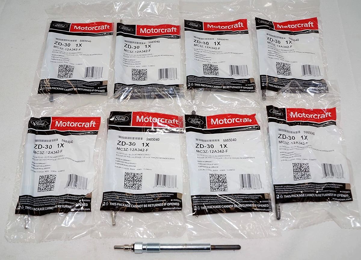 ZD-30 / ZD30 Genuine OEM Motorcraft Set of 8 Glow Plugs MC3Z-12A342-F