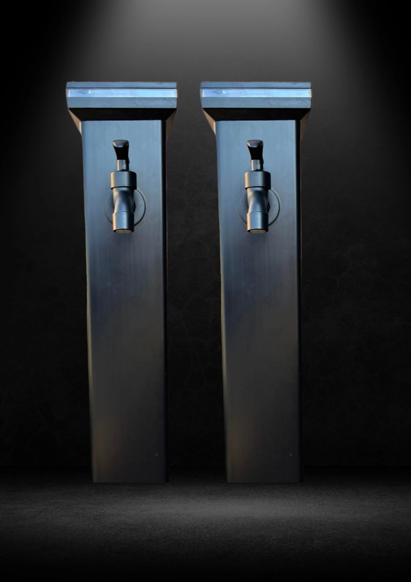 Qty 2: Tap Cover with Solar Light and Black Tap