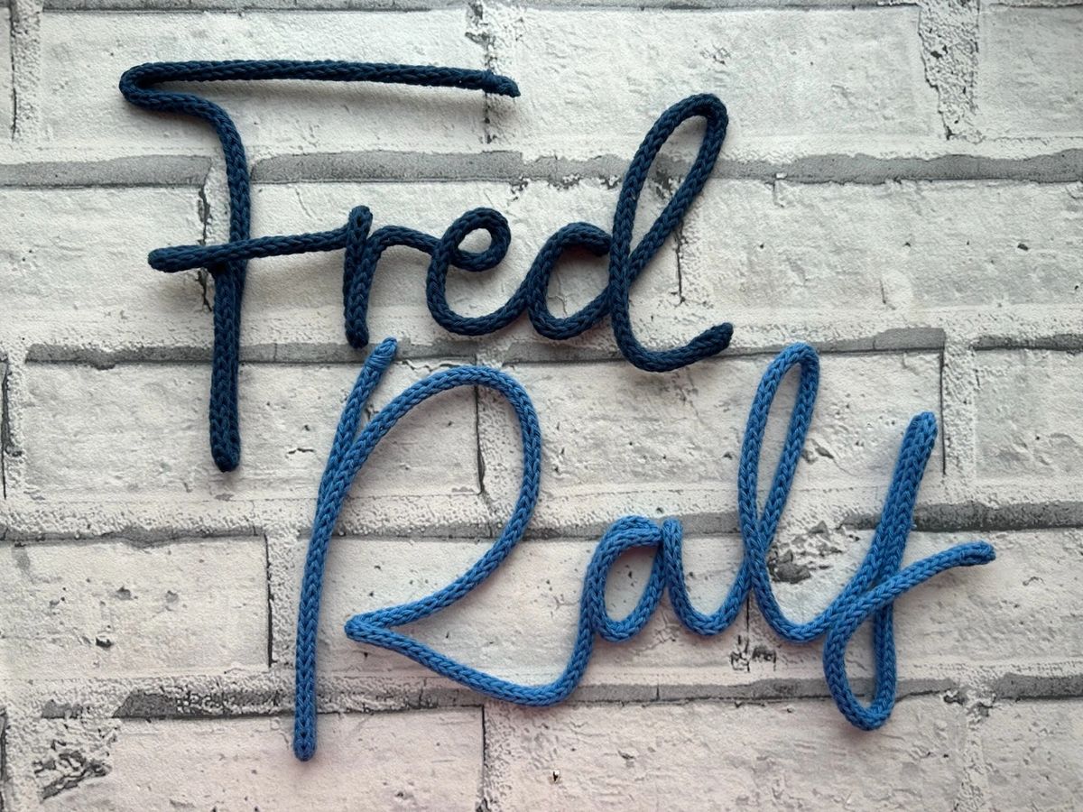 Knitted name/word sign - one colour only