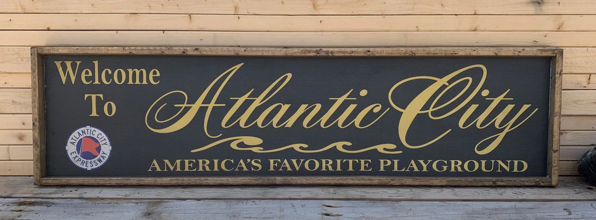 9x36 Atlantic City Expressway Wood Advertisement Sign Display