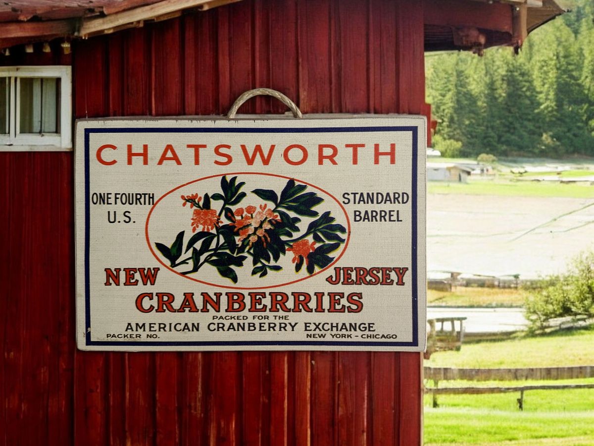 8x12 Un Framed Chatsworth NJ Cranberry Wooden Sign Display