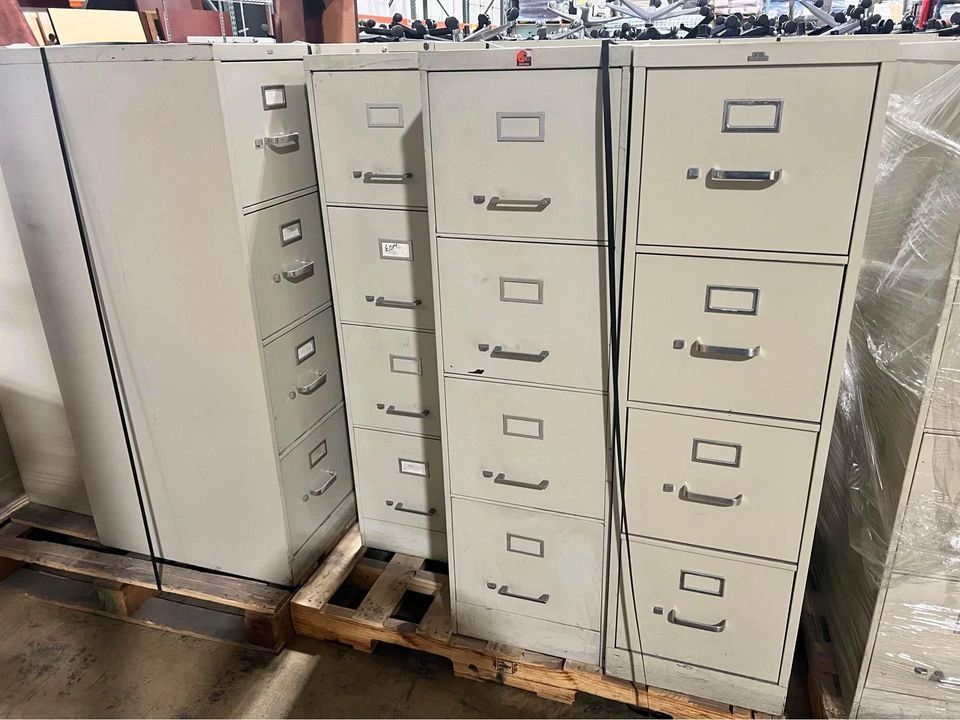 Four Used Letter Sized Vertical File, Light Putty