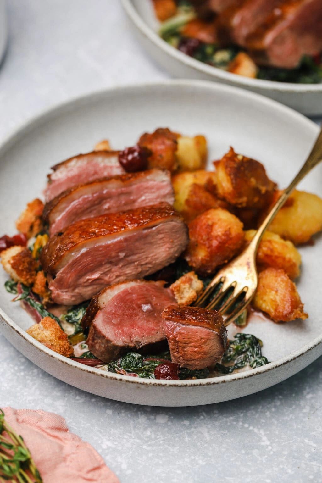 Charred Duck Breast With Cherry Port Sauce
