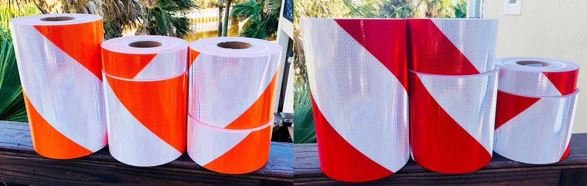 Striped Chevron Rolls - ORANGE & WHITE - RED & WHITE - Nikkalite