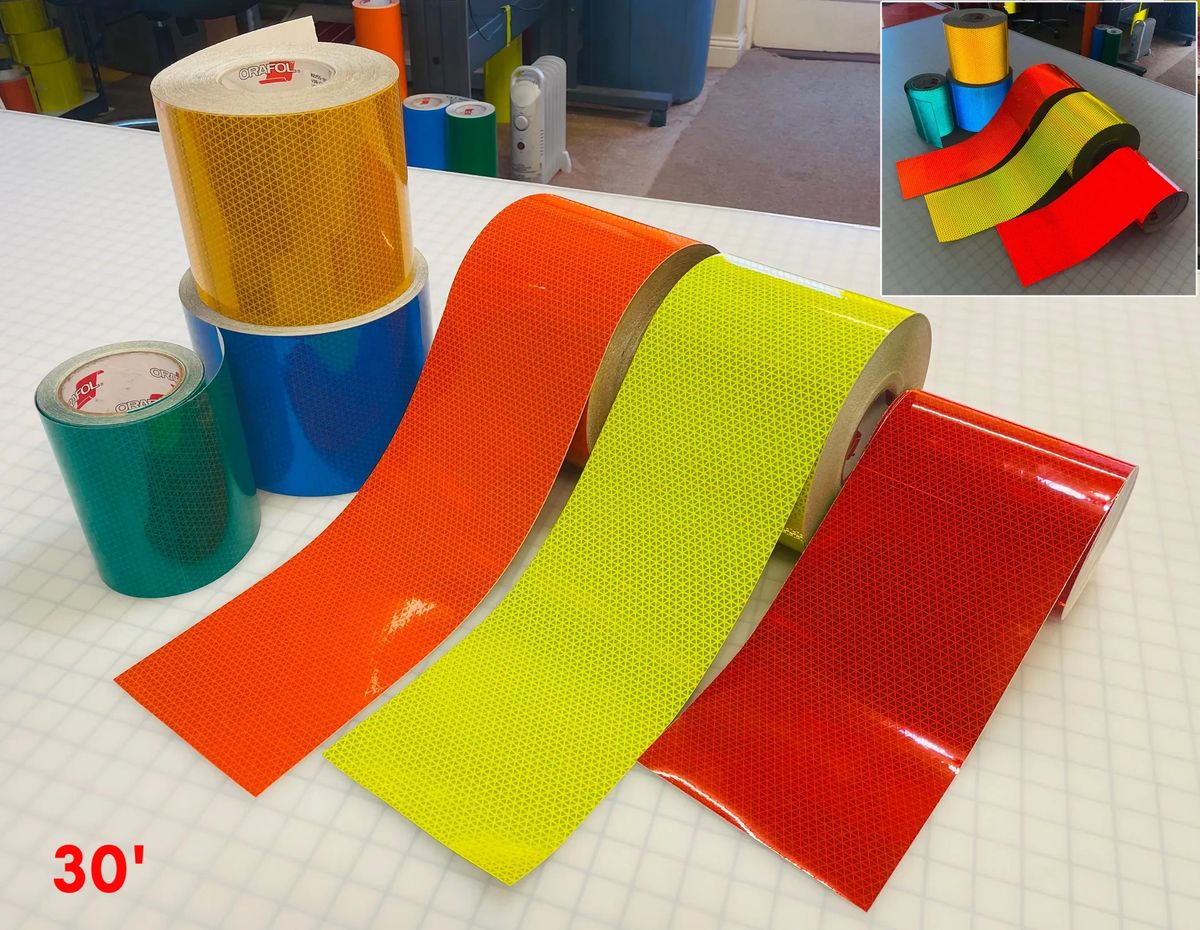 6" x 30 FOOT - CHEVRON REFLECTIVE TAPE ROLLS - (7 COLORS) - ORALITE