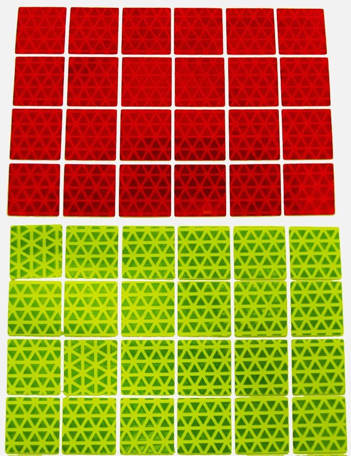 3/4 INCH - Reflective SQUARES for Diamond Plate - Lime or Red - Oralite