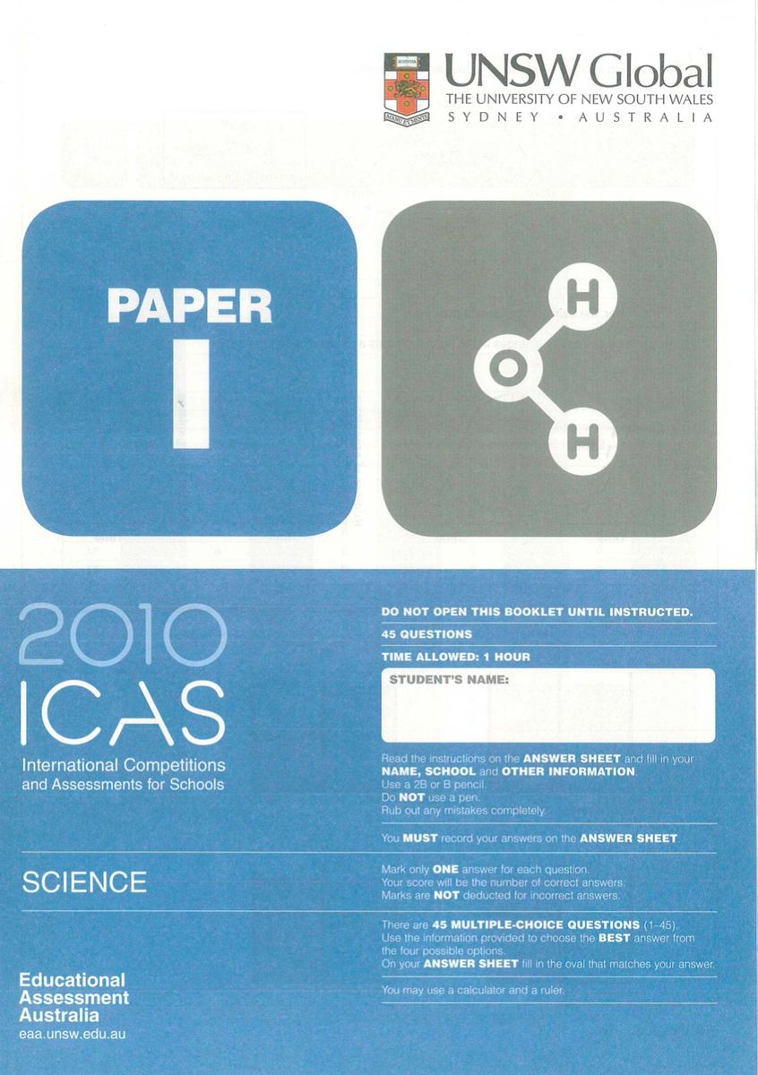 ICAS Science 2010 Paper I