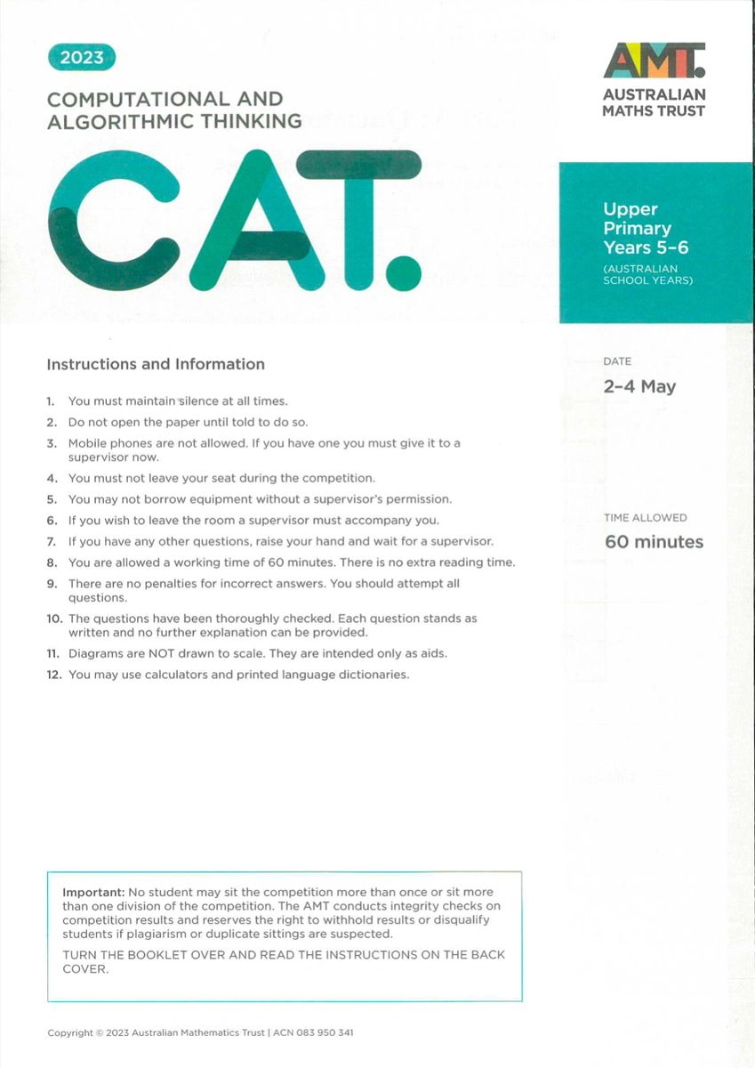 CAT 2023 Upper Primary (Years 5-6)